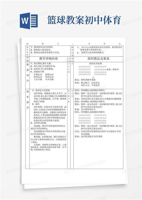 中学体育课篮球教案word模板下载编号lbwkxkwp熊猫办公