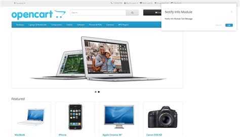 opencart notify info