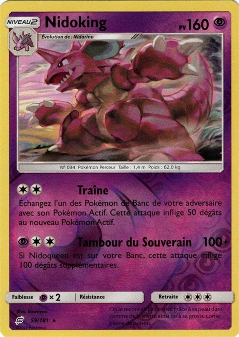 Nidoking Reverse Carte Pokémon 59181 Duo De Choc