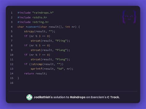 Jadilathish S Solution For Raindrops In C On Exercism