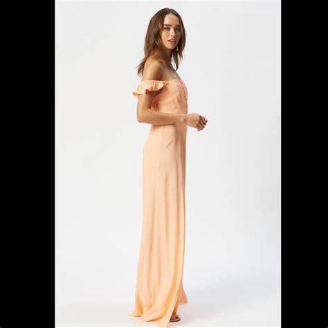 Flynn Skye Bardot Maxi Dress In Peachy Seeds Gem