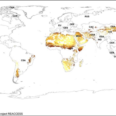 Map Of Potential Locations For Csp Plants Trieb Et Al 2009 Download Scientific Diagram