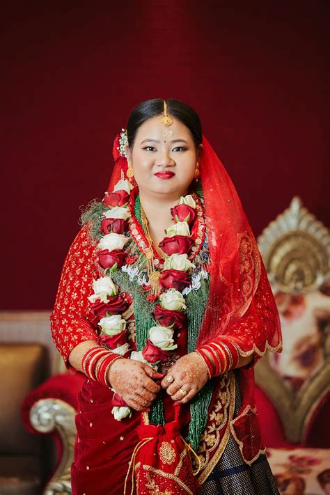 A Woman In A Red And Gold Wedding Outfit Photo Free Nepal Image On