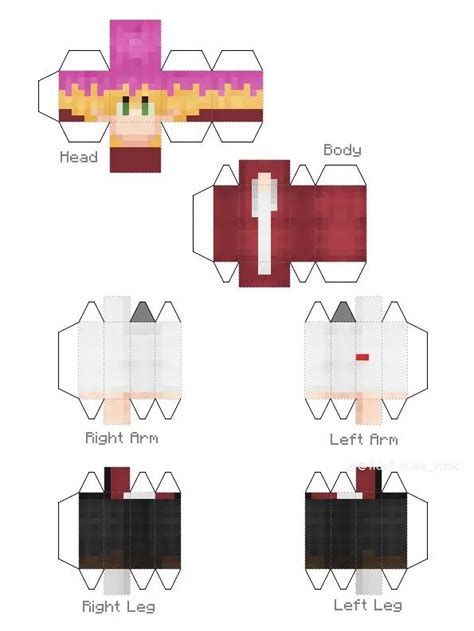 Papercraft Bfb Pola Kotak Boneka Kertas Karakter Minecraft