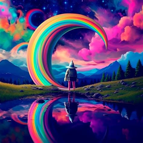 Premium Ai Image Woman In The Universe With Rainbow