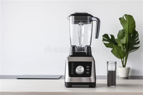 Blender Full Of Fresh Sliced Fruits And Ice On Kitchen Countertop