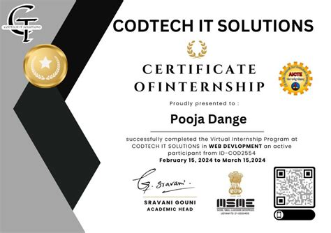Pooja Dange On Linkedin Internshipcompletion Intern Codtechitsolutions Webdevelopment