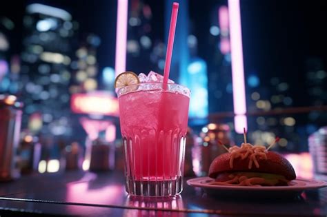 Premium Photo Pizza Burger Avenue With A Boulevard Drink