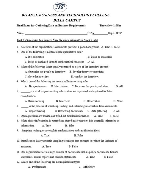 Gathering Data Final Exam Pdf Sampling Statistics Data