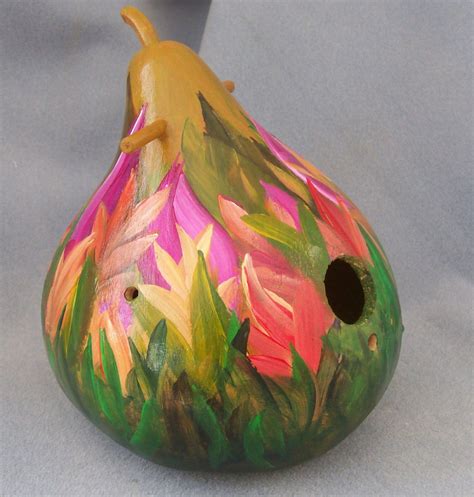 Hand Painted Bird House Crocus Gourd By Houseofgourds On Etsy 2500