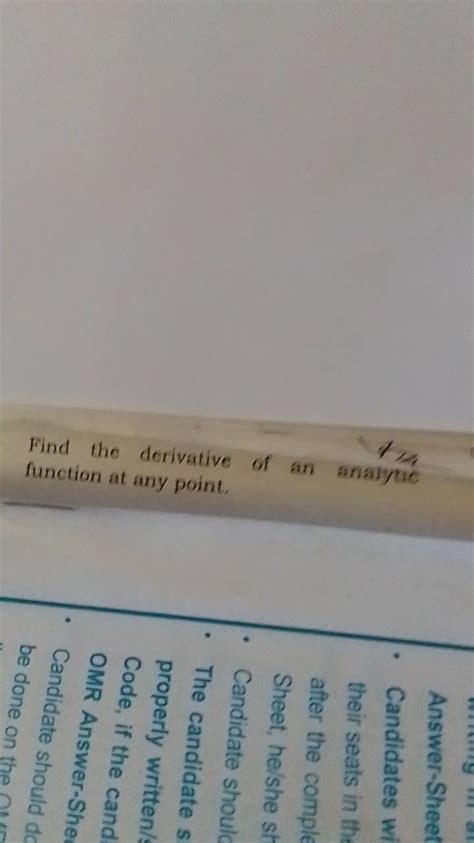 Find The Derivative Of An Analyticfunction At Any Pointanswer Sheet•