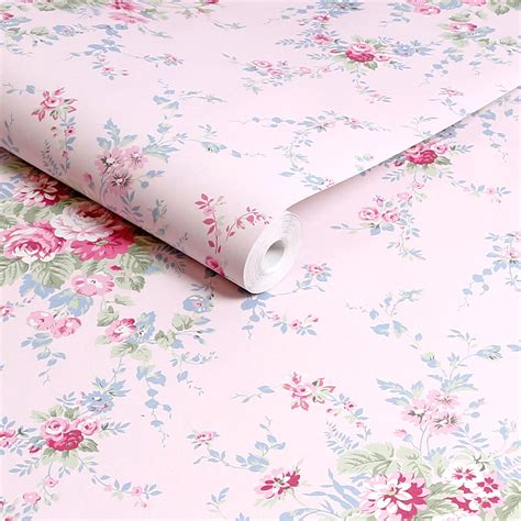 Rachel Ashwell Garden Floral Pink Blue Wallpaper Rachel Ashwell
