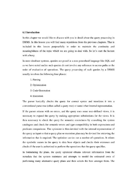 Query Processing Database Management System Concepts And Advancements