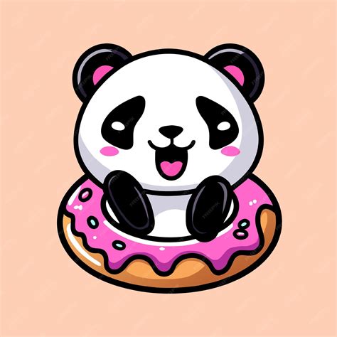 Leuke Panda Beer Met De Hand Getekend Platte Stijlvolle Mascotte