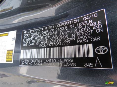 2010 Scion Tc Standard Tc Model Color Code Photos