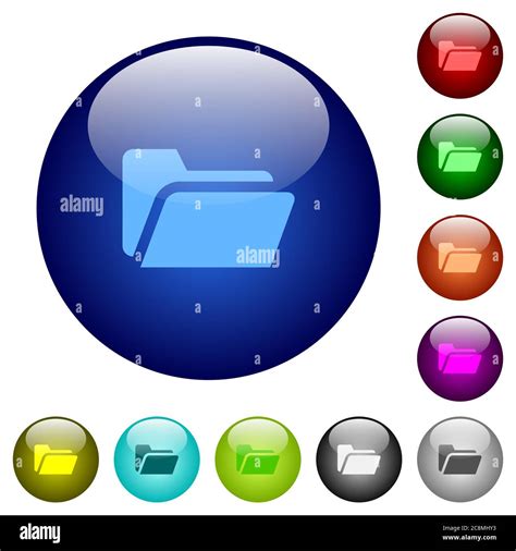 Set Of Color Folder Open Glass Web Buttons Arranged Layer Structure Stock Vector Image And Art