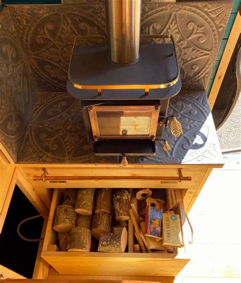 Campervan Conversion Stove Top Oven In Wooden Cabinet