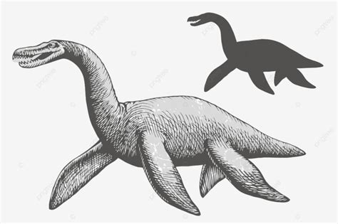 恐竜プレシオサウルスの手描きとシルエットのイラストイラスト画像とpngフリー素材透過の無料ダウンロード Pngtree