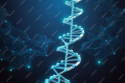Isometric Digital Dna Structure In Blue Background Science Concept Dna
