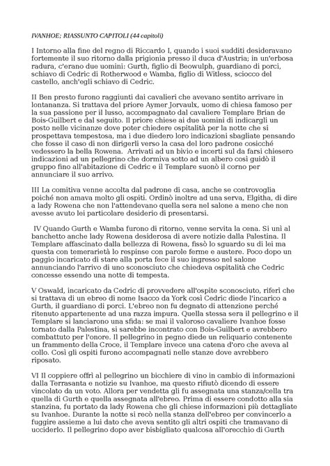 Ivanhoe Walter Scott Appunti Di Letteratura Docsity