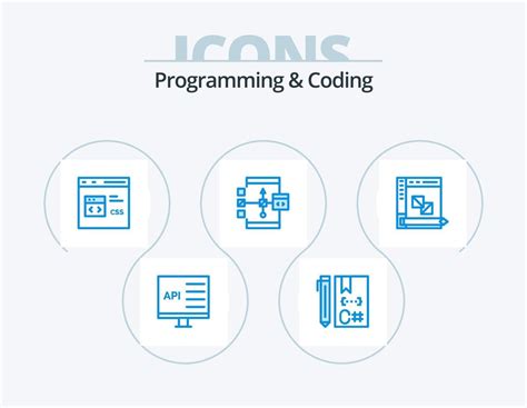 Programming And Coding Blue Icon Pack 5 Icon Design Develop App