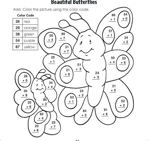 2nd Grade Addition Coloring Worksheets Printable Templates Free