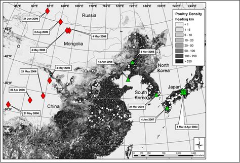 Poultry Density And H5n1 Outbreak Locations [circles Poultry