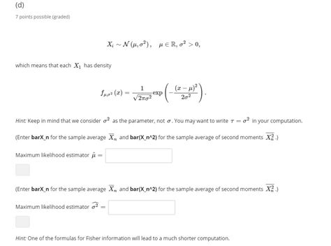 Solved Recap Maximum Likelihood Estimators And Fisher Chegg