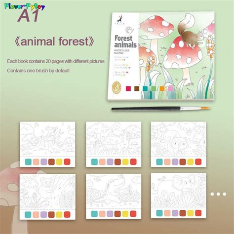 휴대용 어린이 포켓 수채화 색칠하기 책 페인트 및 브러시 그래피티 색칠하기 책 세트 Diy 그림 북마크 아트 1 세트 학습 및 교육