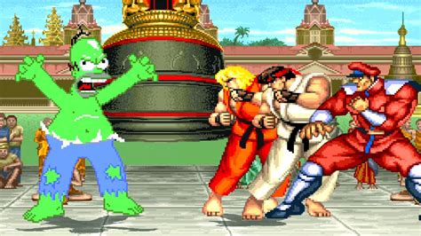 HOMER X VS KEN RYU M BISON EXTREME LEVEL INSANE FIGHT YouTube