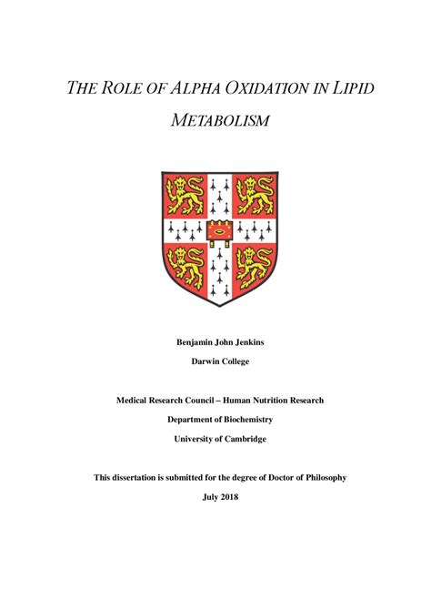 The Role Of Alpha Oxidation In Lipid Metabolism Lecture Notes