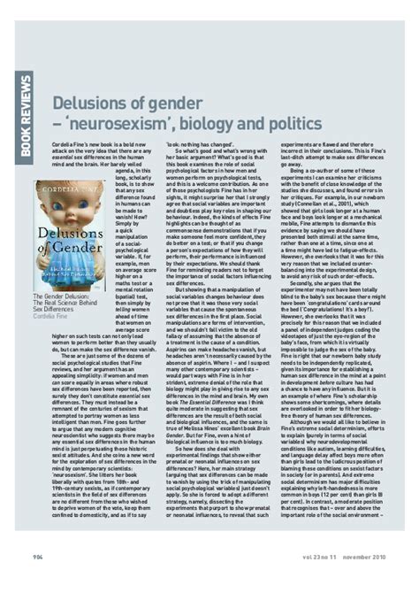 Pdf Delusions Of Gender Neurosexism Biology And Politics