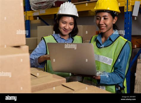 Female Warehouse Worker Working At The Storehouse Logistics Supply Chain And Warehouse