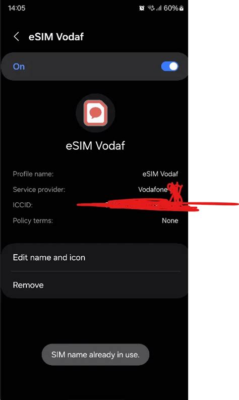 can t rename a esim card sim name already in use r samsunggalaxy