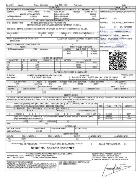 Pedimento Aduanal A1 Pdf