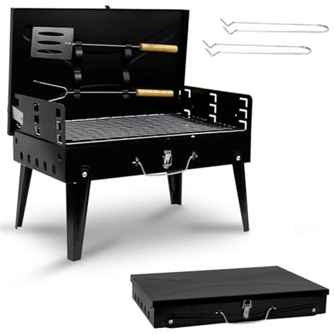 Crystals Portable Bbq Charcoal Grill Folding Small Travel Bbq Grill With Tool Set Mini