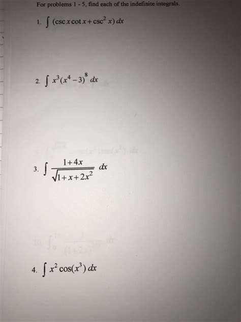 Solved Find Each Of The Indefinite Integrals Integral Csc Chegg
