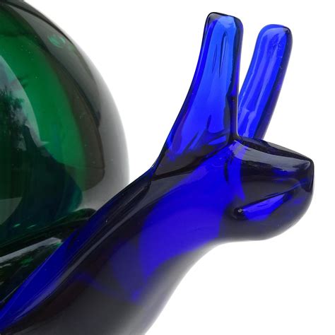 Salviati Murano Sommerso Blue Green Italian Art Glass Snail Figure