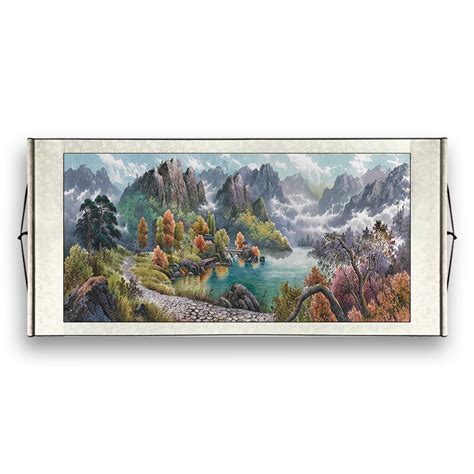朝鲜画鹤寿聚宝盆国画字画水墨山水画风景现代客厅办公室风水画 虎窝淘