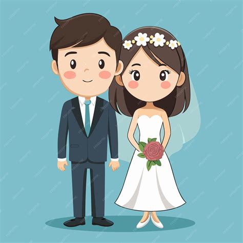 Cheerful Cartoon Married Couple Art Cartoon Vector Illustration