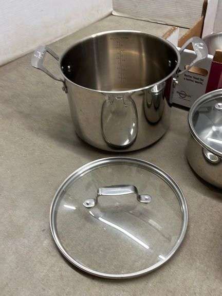 10 Piece Emeril Lagasse Stainless Steel Copper Core Cookware Set With Lids Up To 10 1 2dia