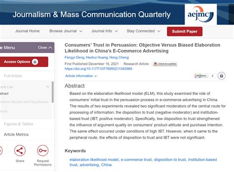 科研论文邓凤仪博士团队在Journalism Mass Communication Quarterly发表研究论文 工商管理学院