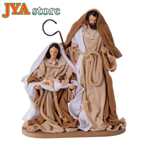 [jya Store] คริสต์มาส Manger รูปปั้นประสูติพระเยซูเกิดตัวเลขสำนักงานจี้