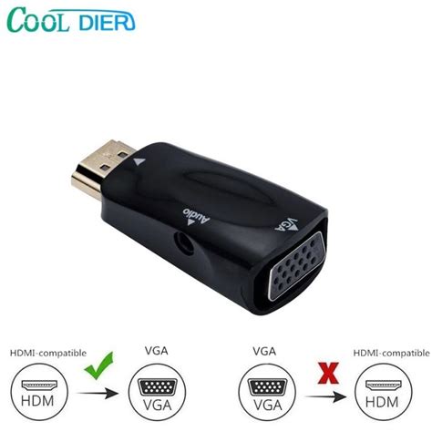 Hdmi Male To Vga 15 Pin Female Adapter Audio Video Converter Hd 1080p