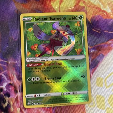 Radiant Tsareena Holo Pokemon Silver Tempest NM Mint Pokemon TCG Values MAVIN