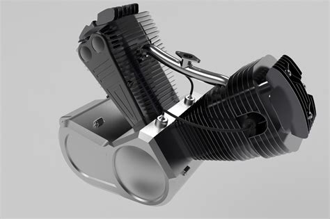 V型双缸摩托车发动机总成三维建模图纸 Solidworks设计solidworks 2016模型图纸下载 懒石网