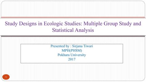 Ecological Study Design Multiple Group Study And Statistical Analysis