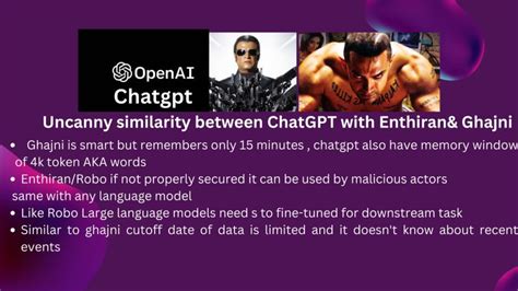 uncanny similarity between chatgpt with enthiran and ghajni and inception