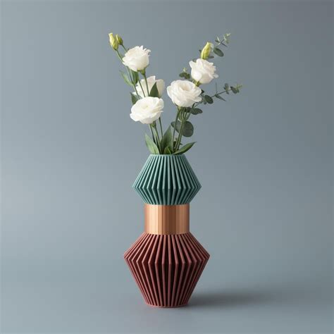 Customizable 3d Printed Vase “anter” Modern Modular Pleated Vase