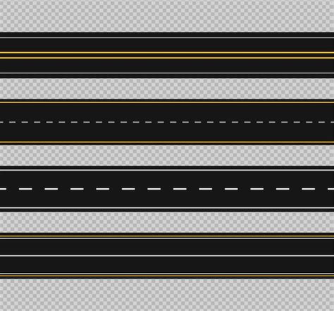 구불 구불 한 도로 및 고속도로 구분 표시 격리 설정 프리미엄 벡터